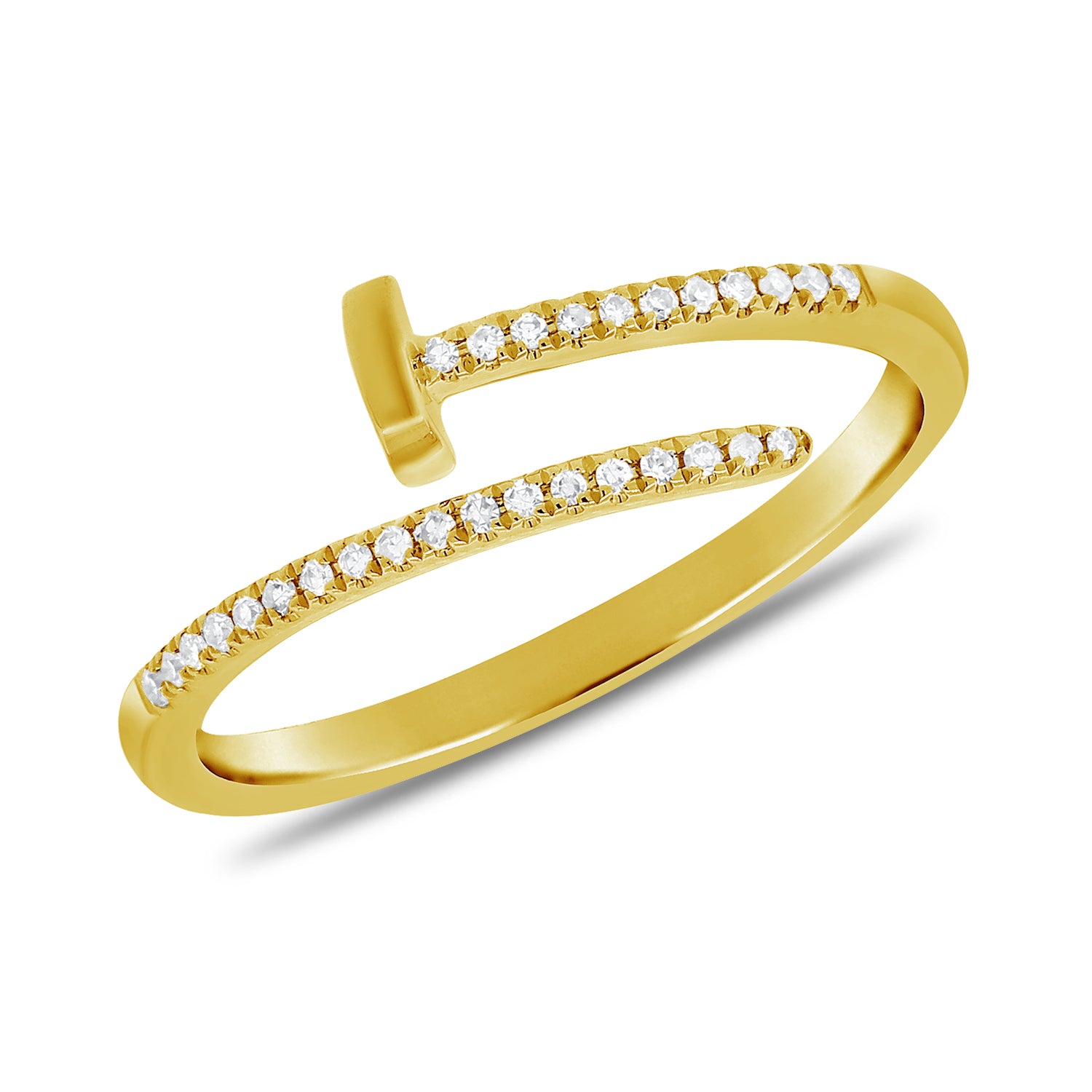 0.12ct Diamond Nail Wrap Ring | 14K Gold Pavé Nail Ring | OKG Jewelry