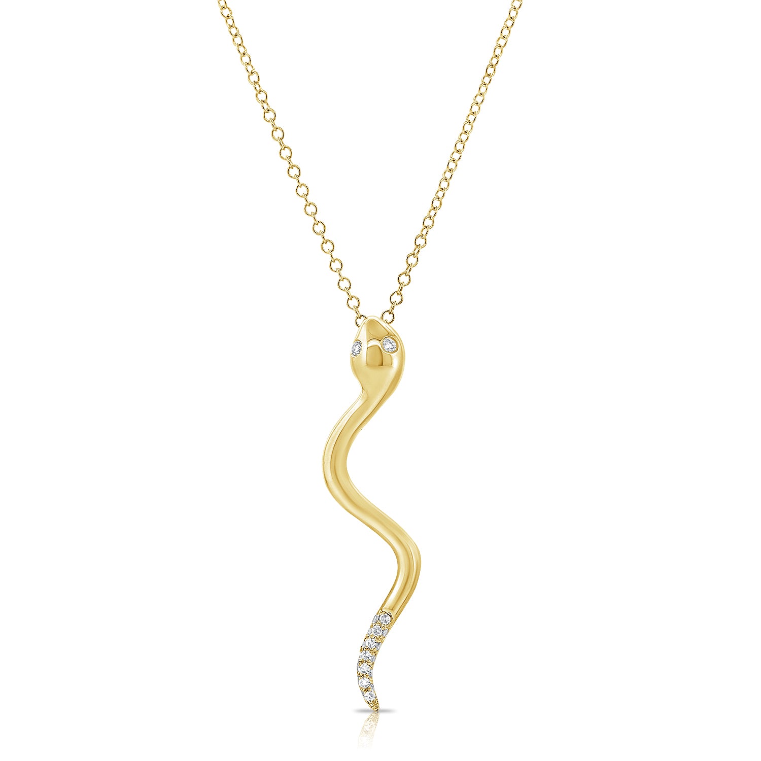 14K Gold Snake Necklace with Diamonds – OKG Jewelry