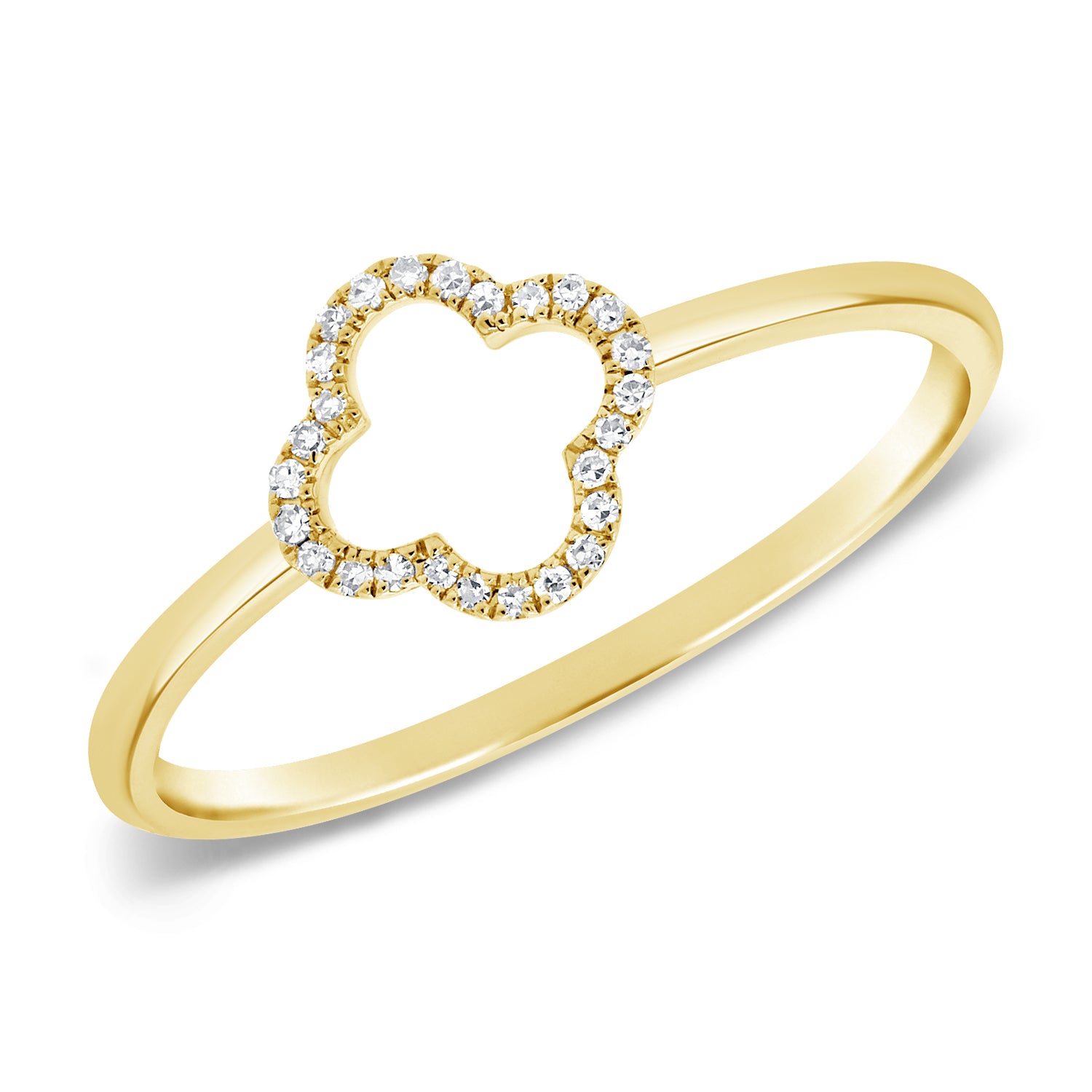 0.06 Carat Diamond Clover Ring in 14K White, Yellow, or Rose Gold – OKG ...