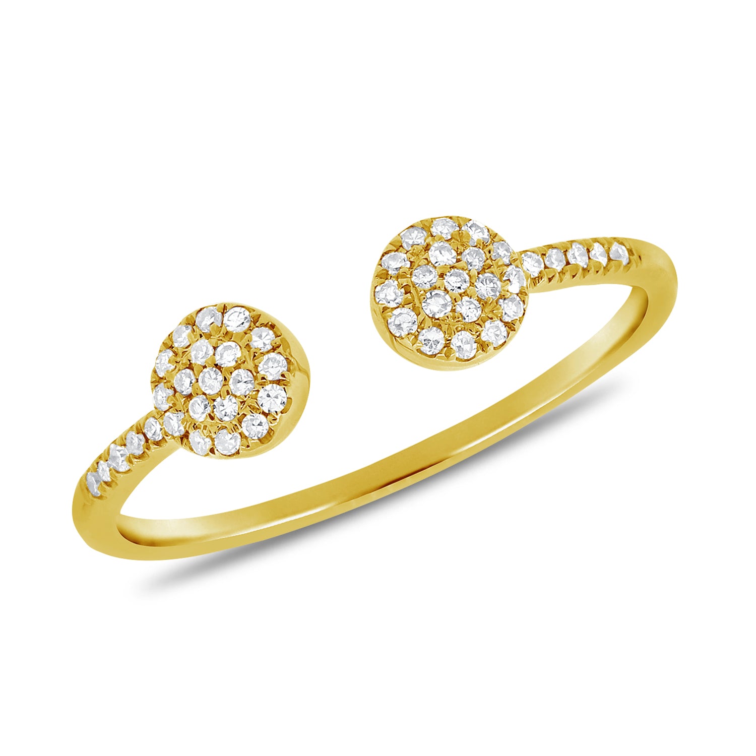 0.18ct Diamond Pavé Disc Wrap Ring | 14K Gold Open Band | OKG Jewelry